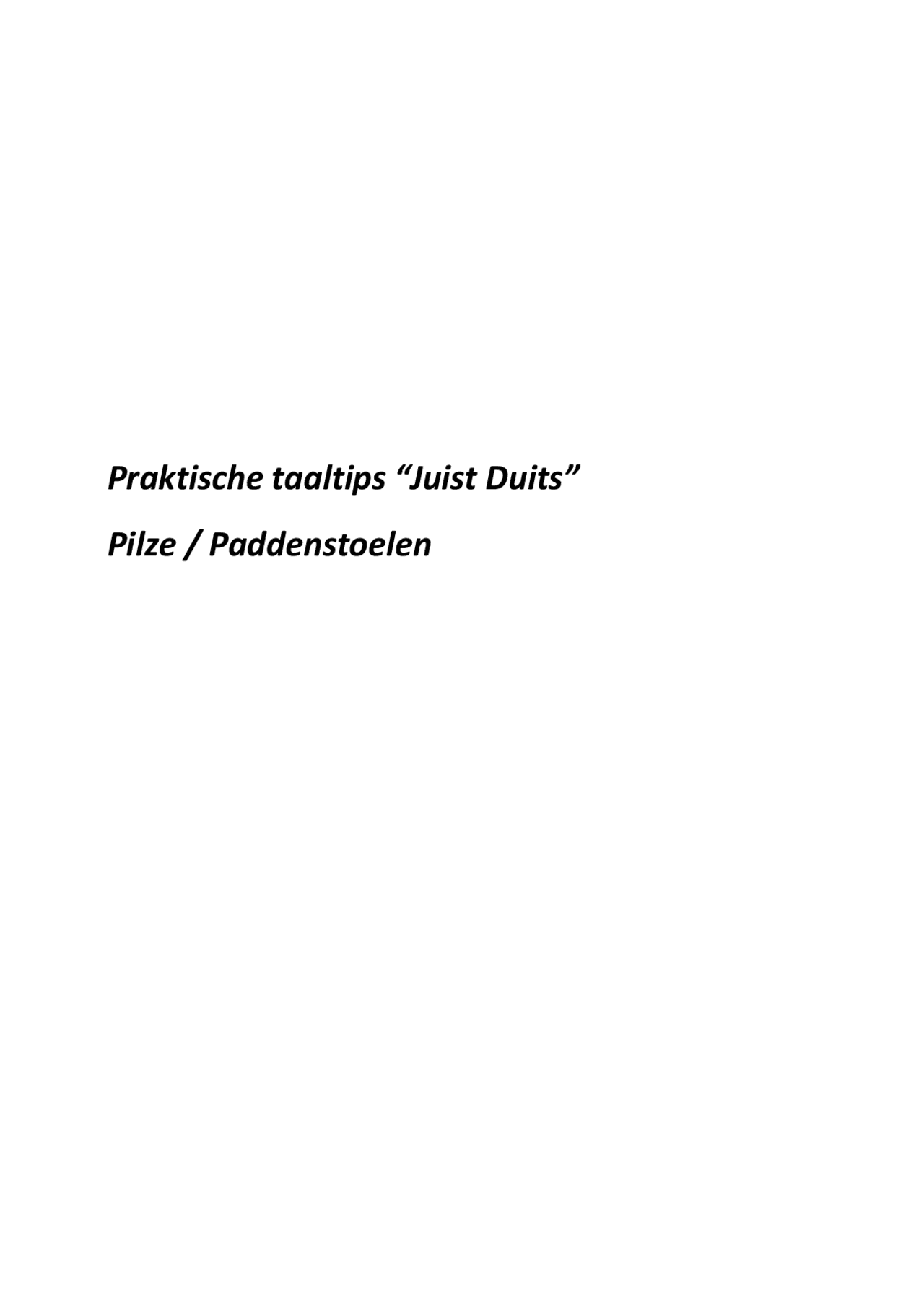 Praktische taaltips: Duitse taal - Docsity