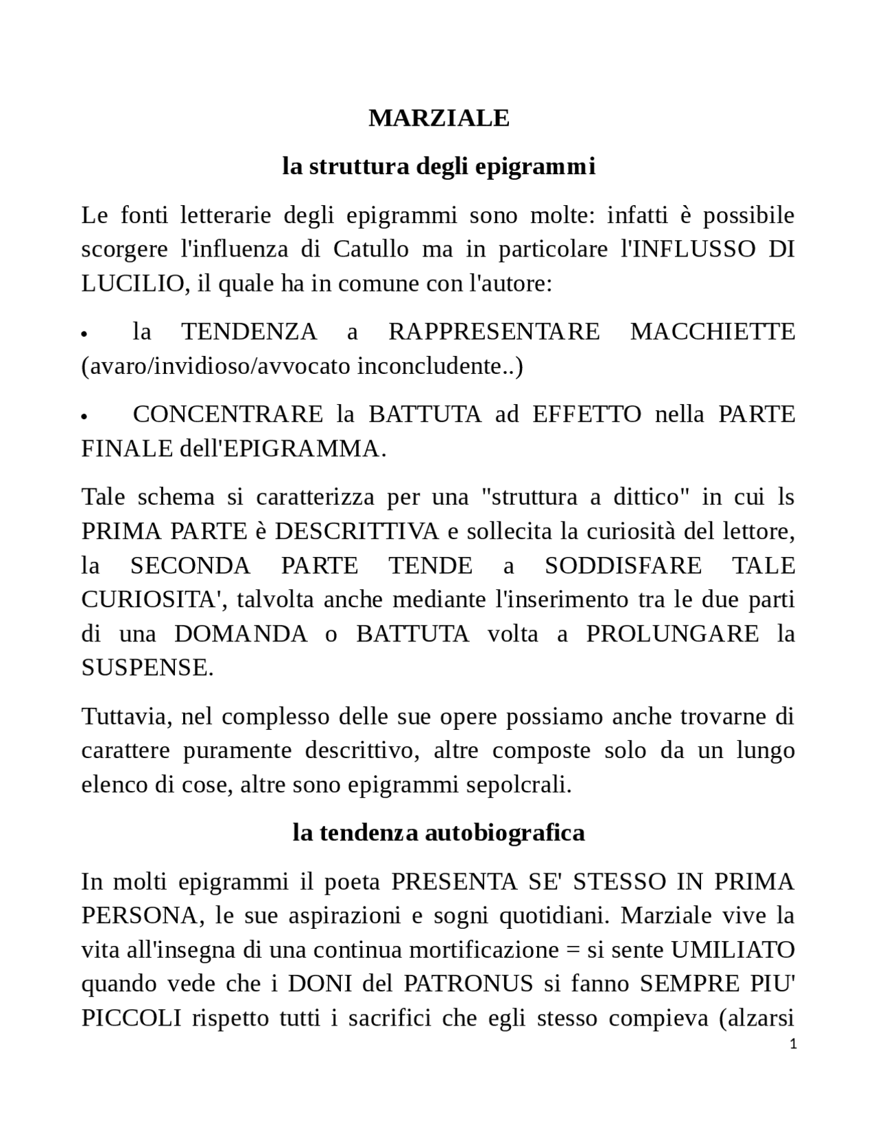 Marziale la struttura degli epigrammi - Docsity