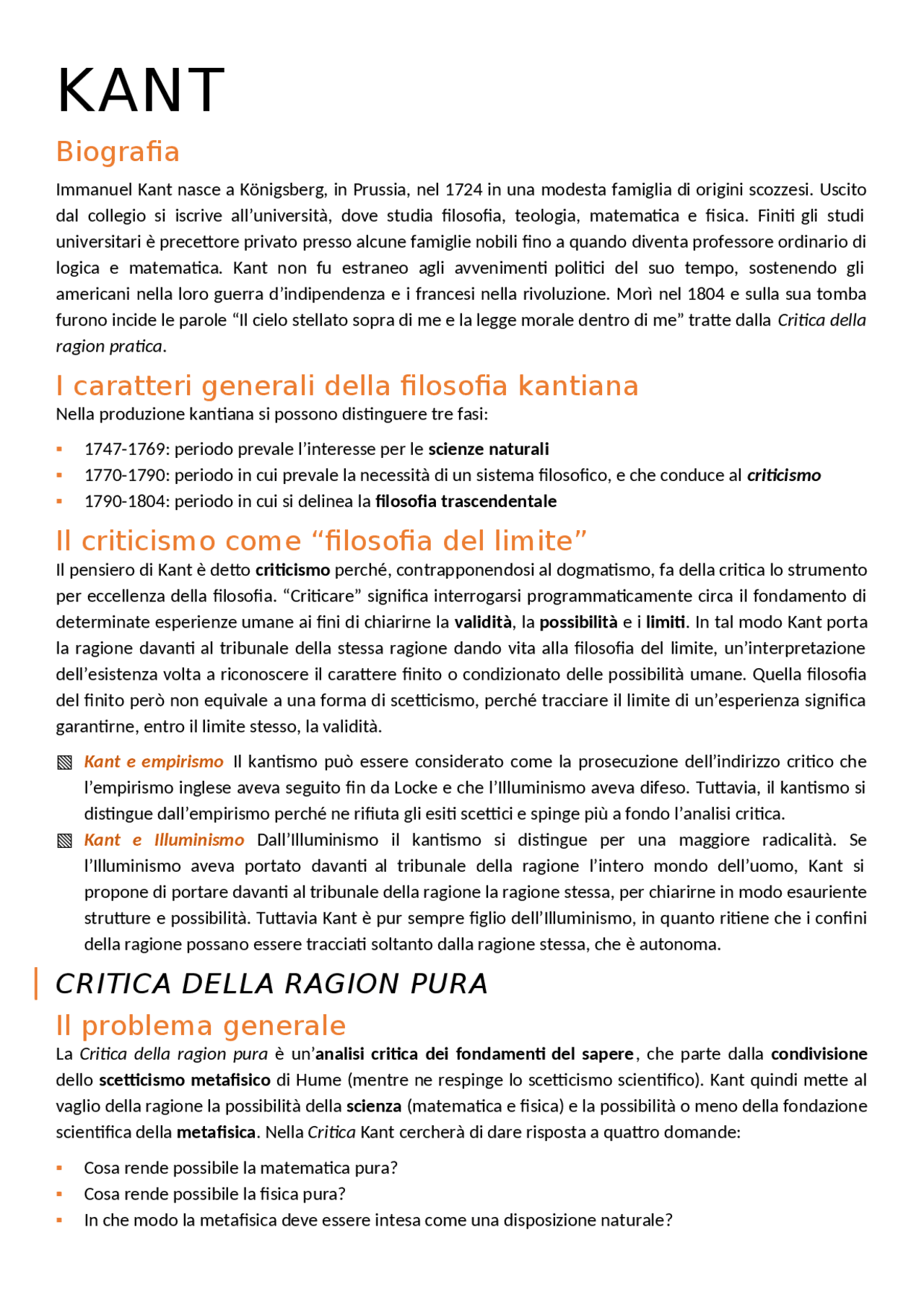Kant Critica Della Ragion Pura Pratica E Del Giudizio Docsity