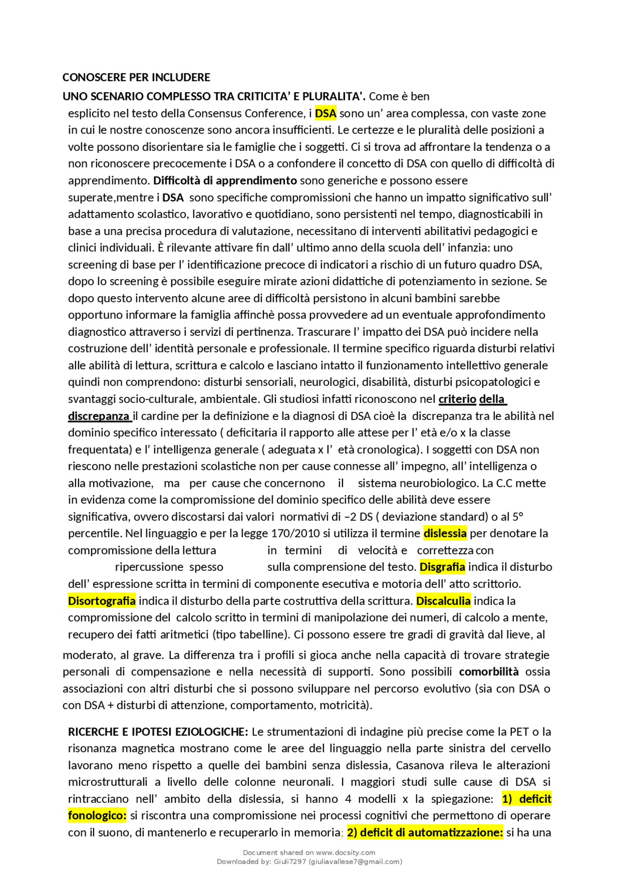 Conoscere Per Includere Docsity