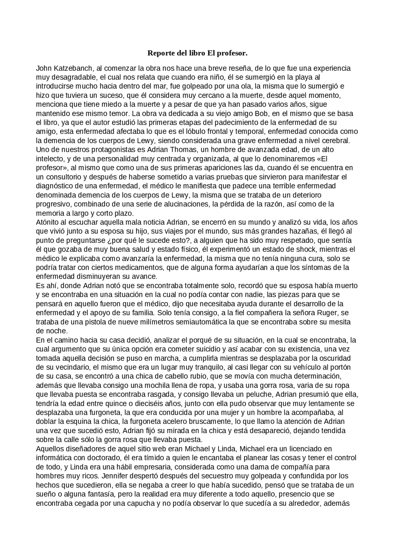 Reporte del libro El profesor - Docsity