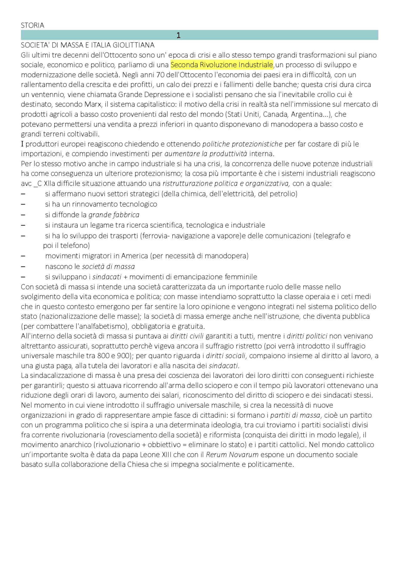 Programma 5 Liceo Storia Docsity