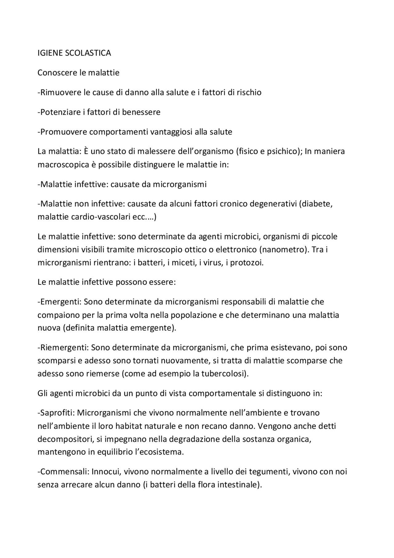 Appunti Di Igiene Scolastica Appunti Di Malattie Infettive Docsity