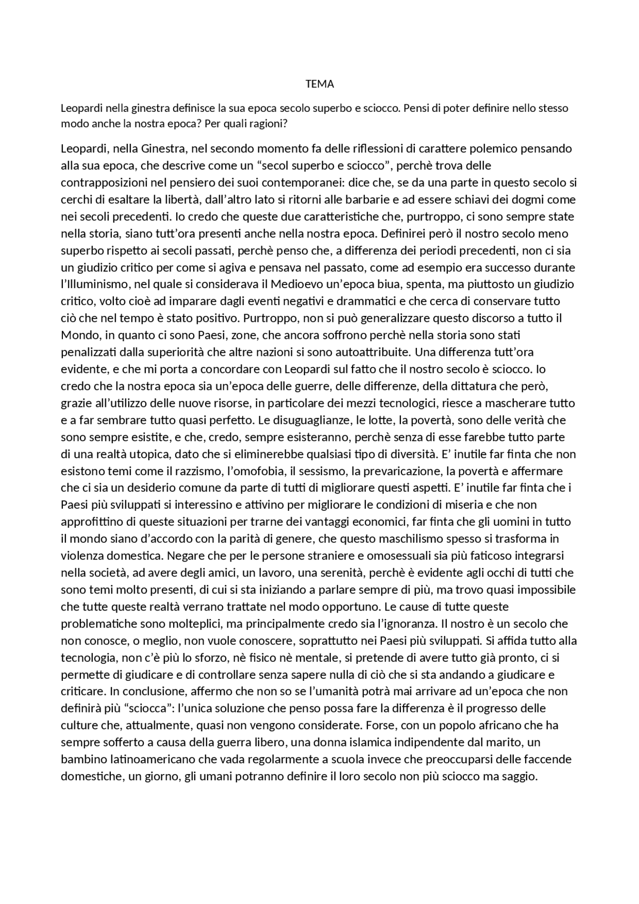 Leopardi E La Ginestra Docsity