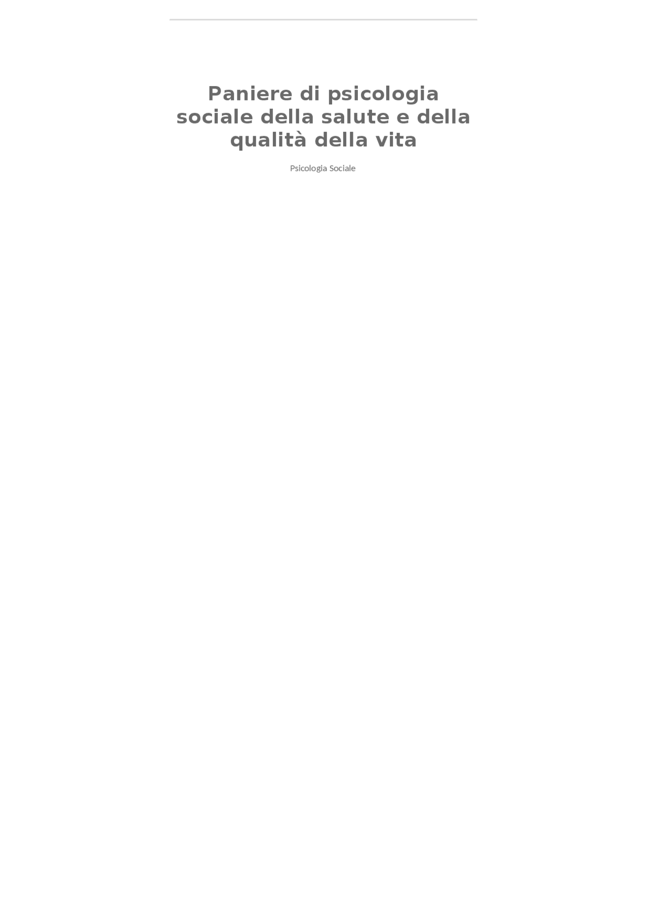 Psicologia Sociale Della Salute E Della Qualita Della Vita Docsity