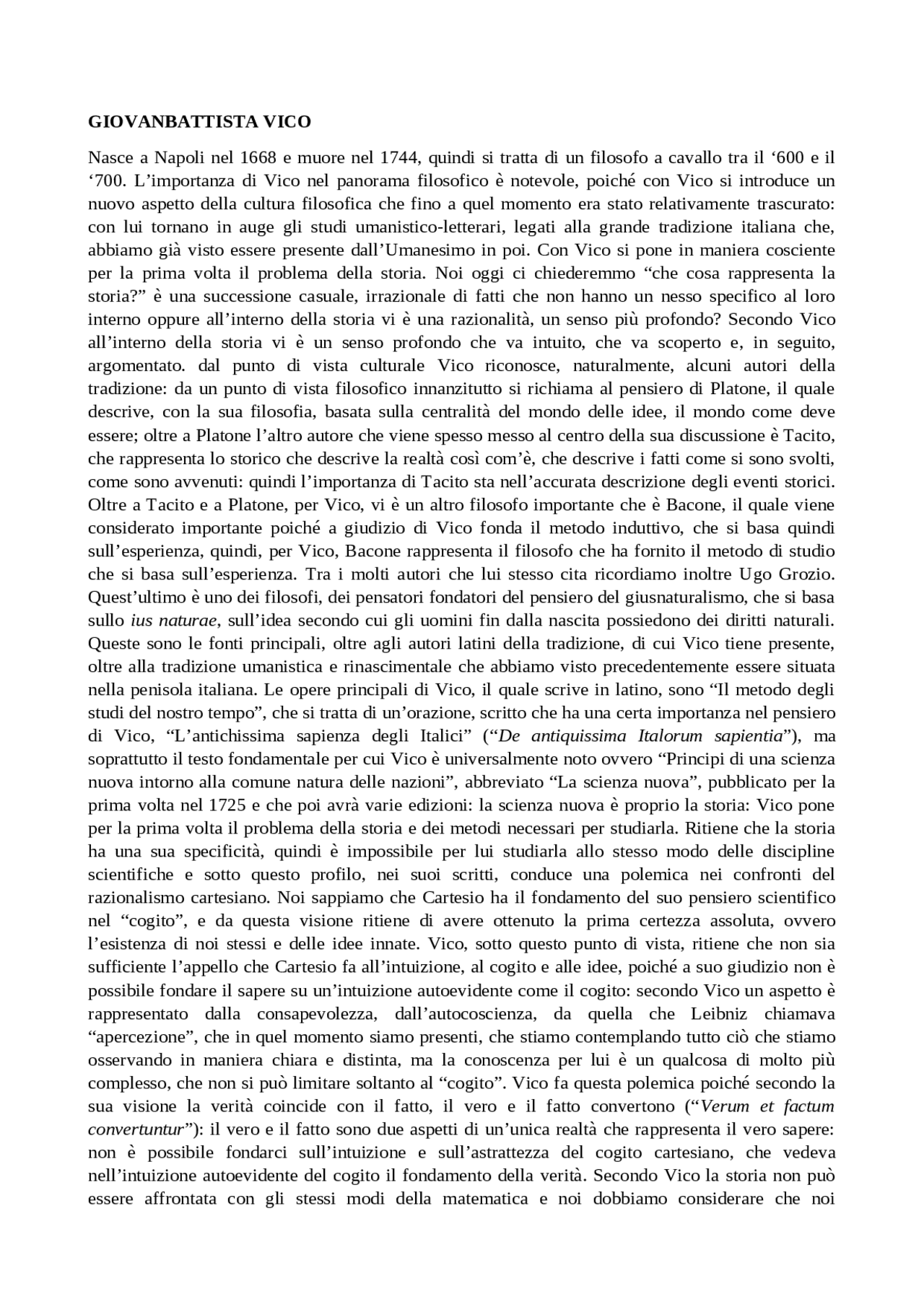 Appunti Filosofia Vico Docsity