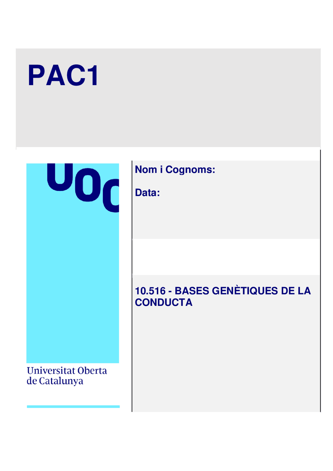 Pac 1 Bases Geniticas De La Conducta Docsity