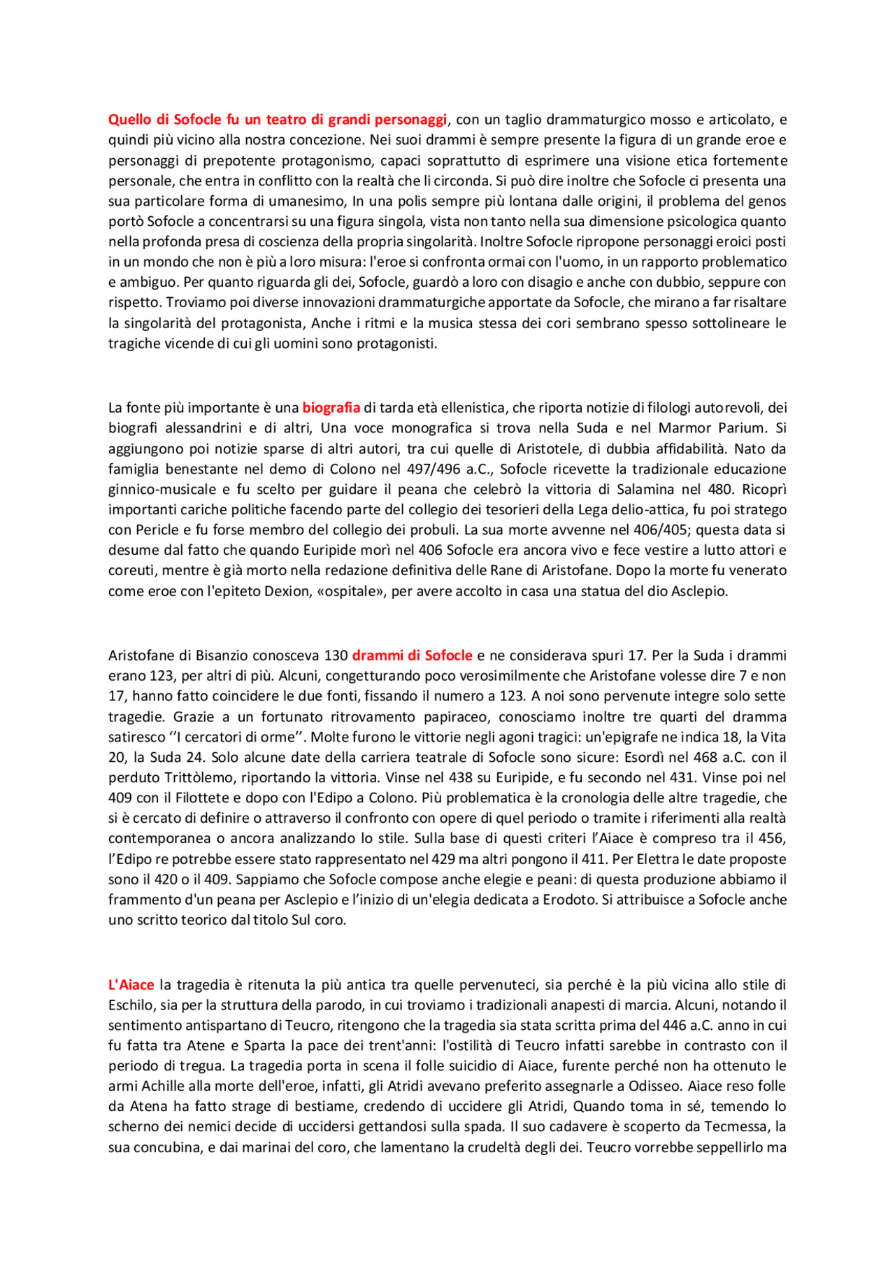 Vita E Opere Di Sofocle Docsity