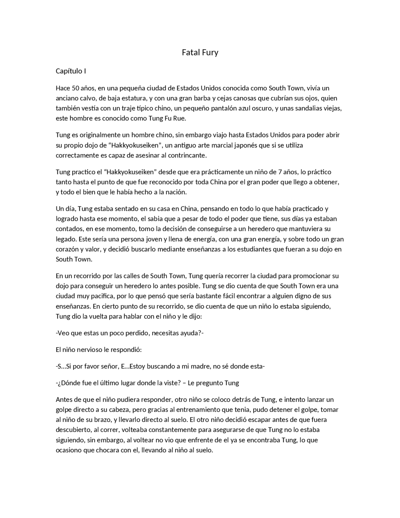 Fatal Fury Capítulo I - Docsity