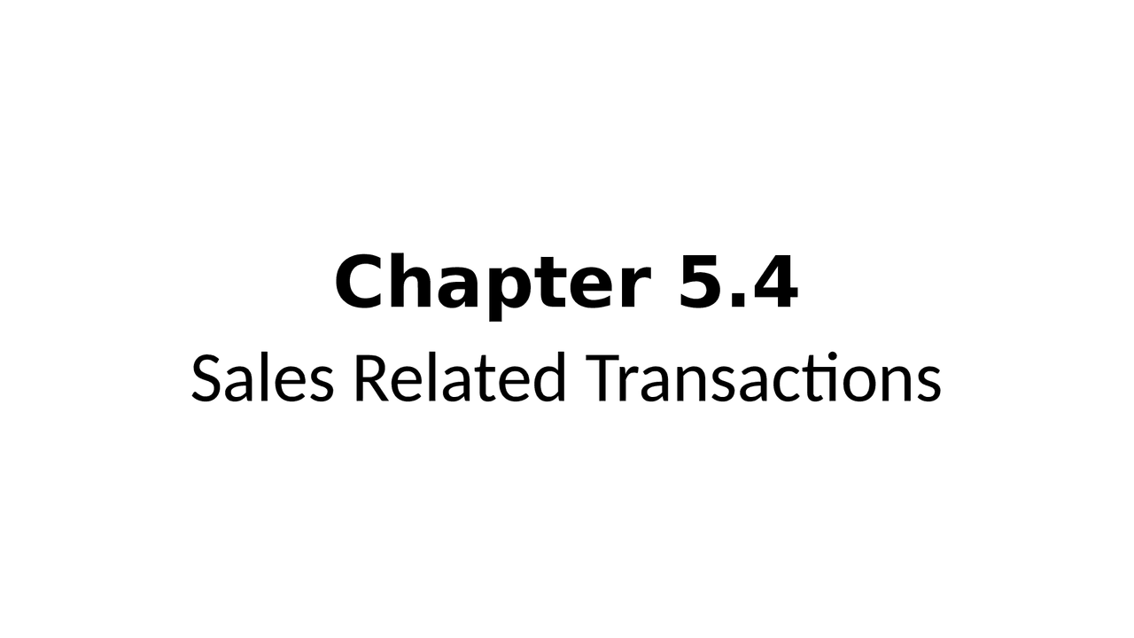 Sales Related Transactions Docsity