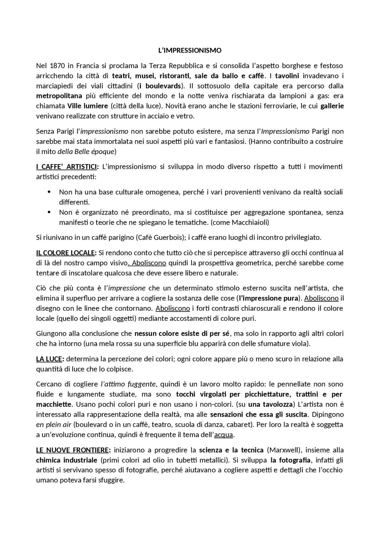 Storia Dellarte Limpressionismo Docsity