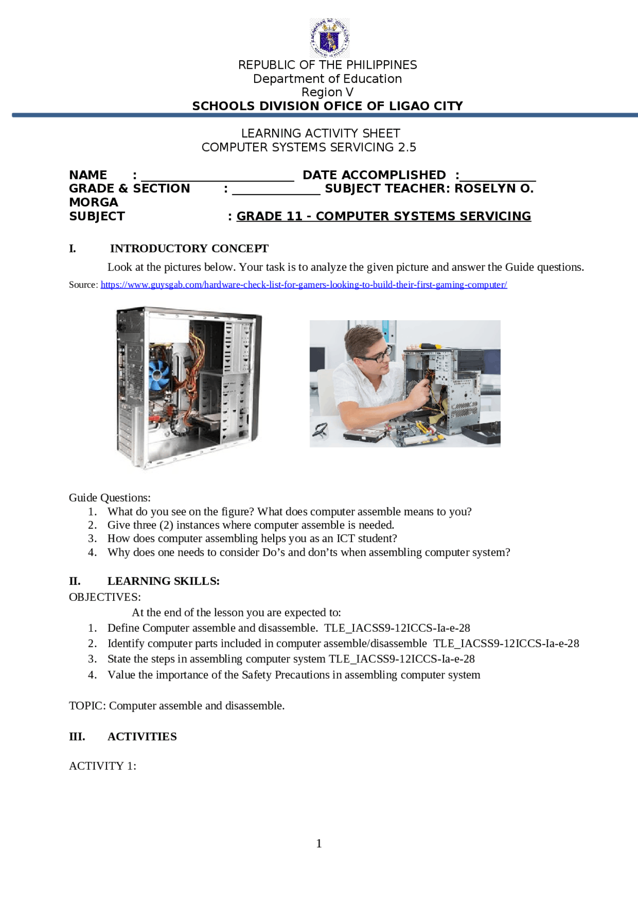 Computer Systems Servicing6 Docsity