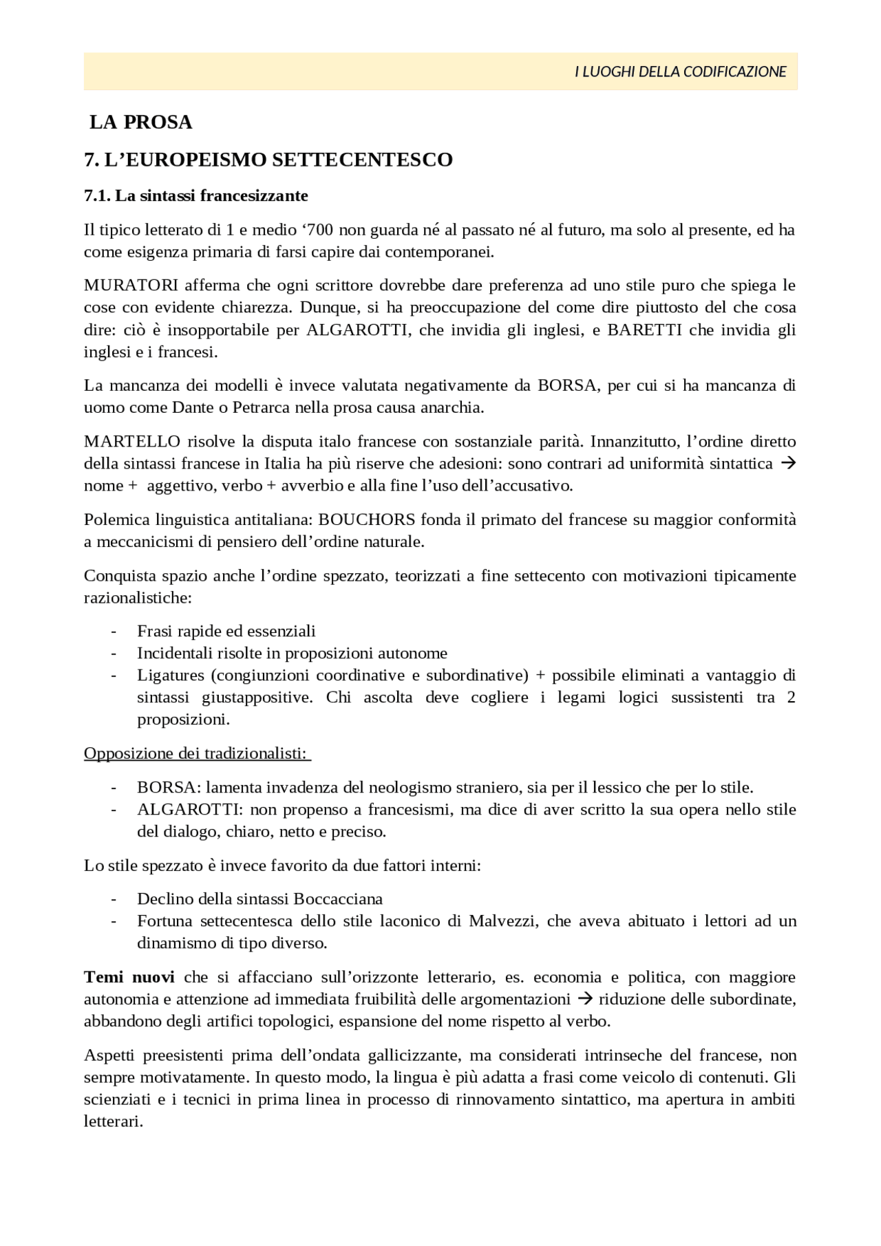 Riassunto I Luoghi Della Codificazione Docsity