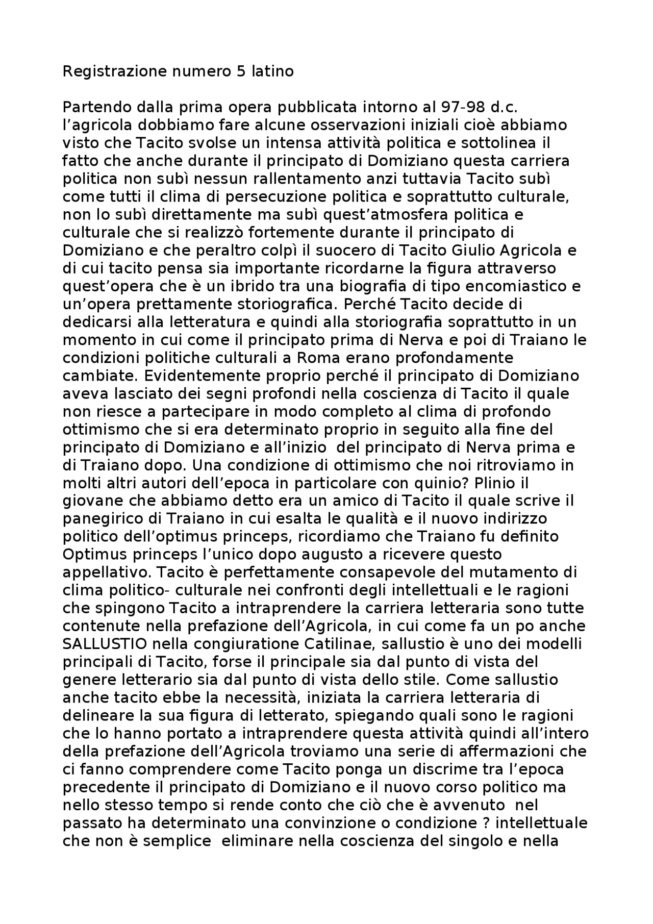 Appunti Su Tacito Liceo Classico Docsity