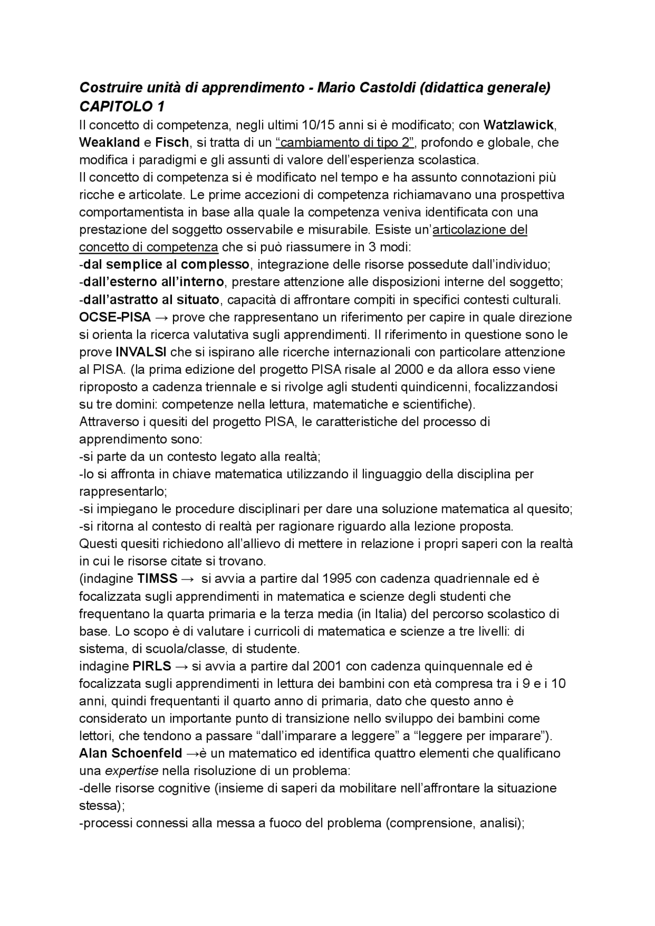 Costruire Unitá Di Apprendimento Docsity