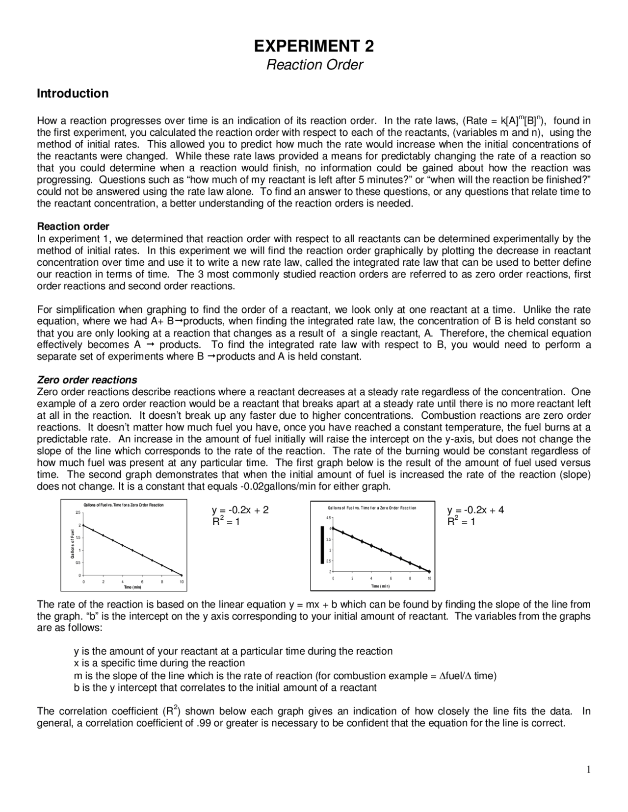 Lab Manual: Reaction Order - Docsity