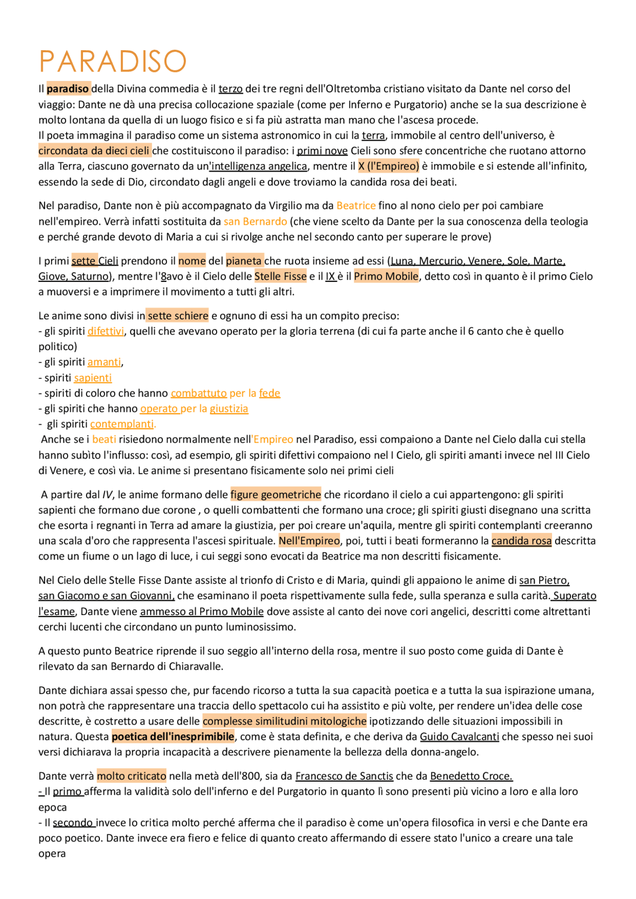 Introduzione Al Paradiso Di Dante Docsity