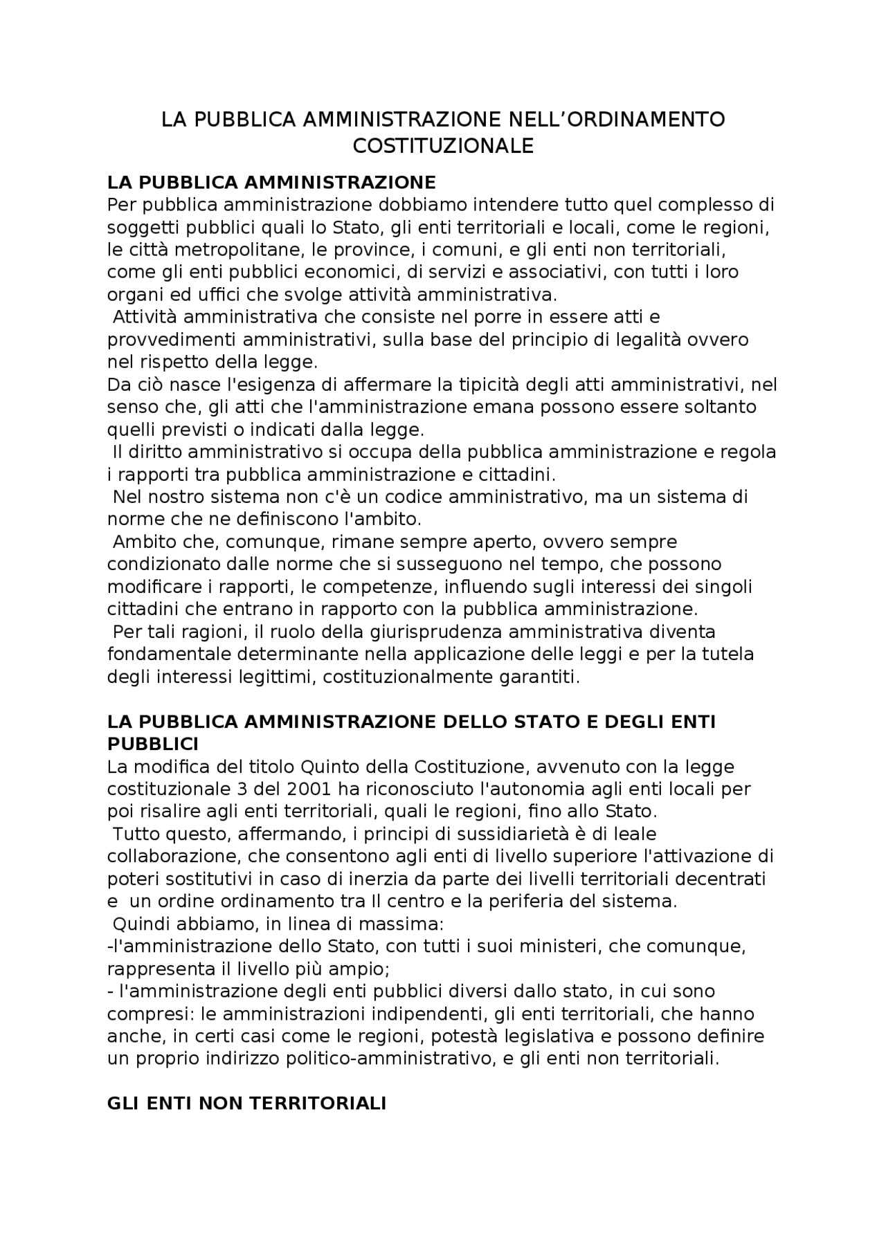 Pubblica Amministrazione Docsity