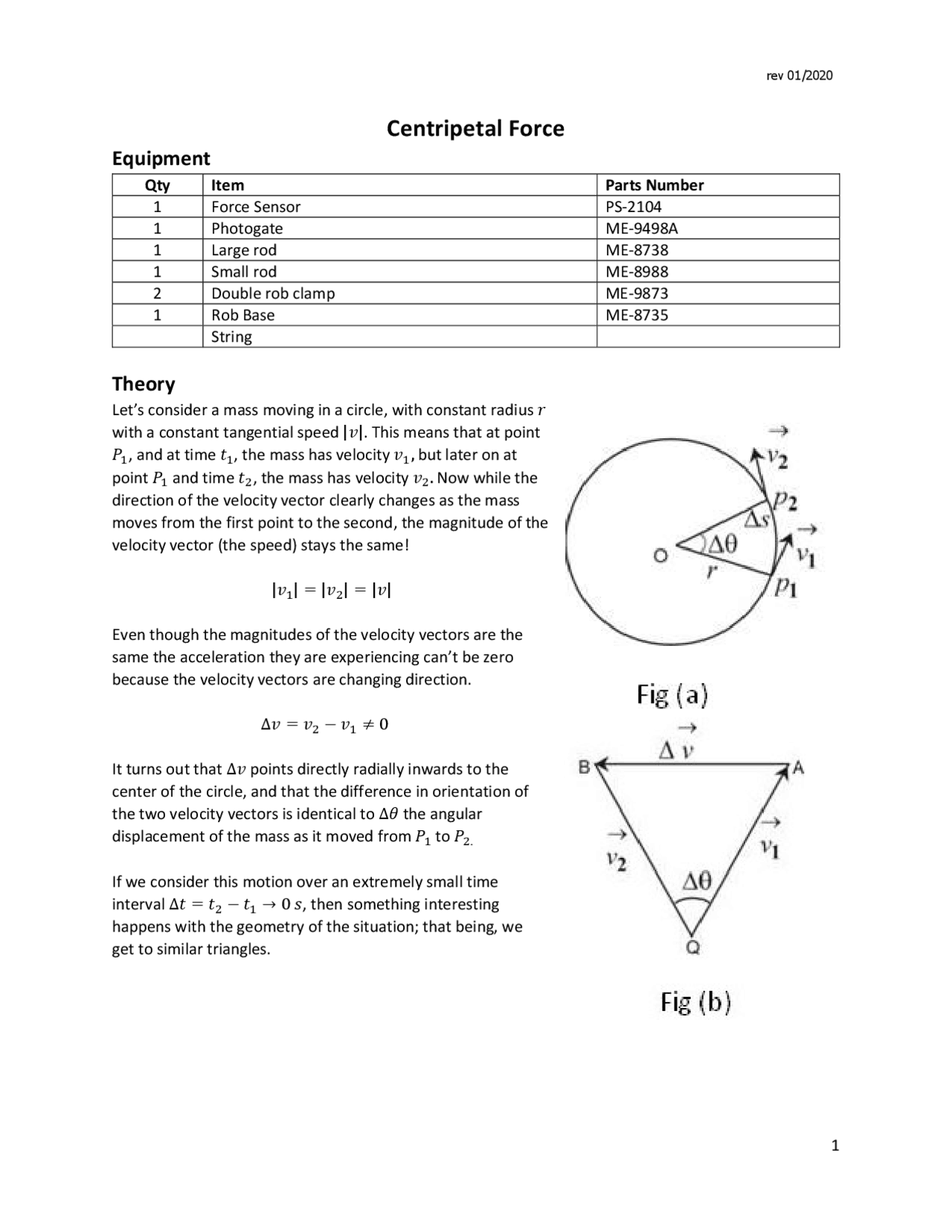 Centripetal Force Lab - Docsity