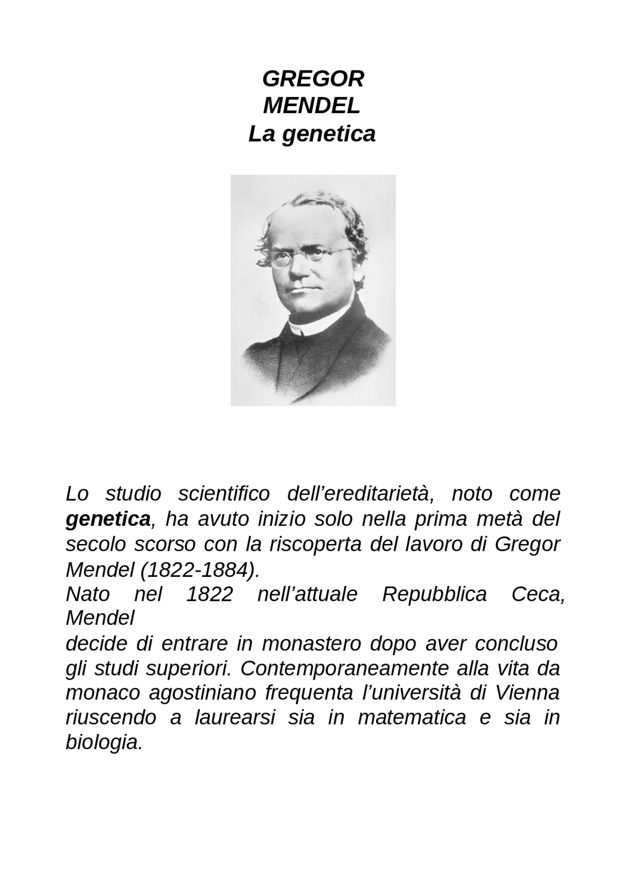 Tesina Genetica E Leggi Di Mendel Appunti Di Biologia Docsity