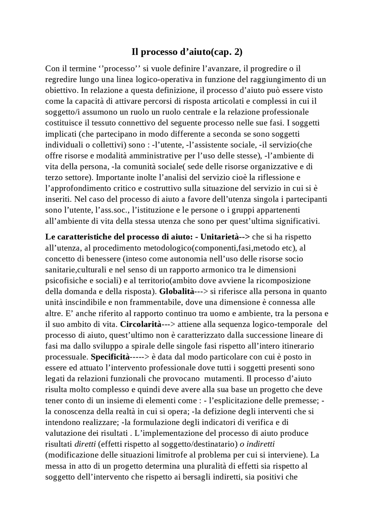 Il Processo Daiuto Nel Servizio Sociale Docsity