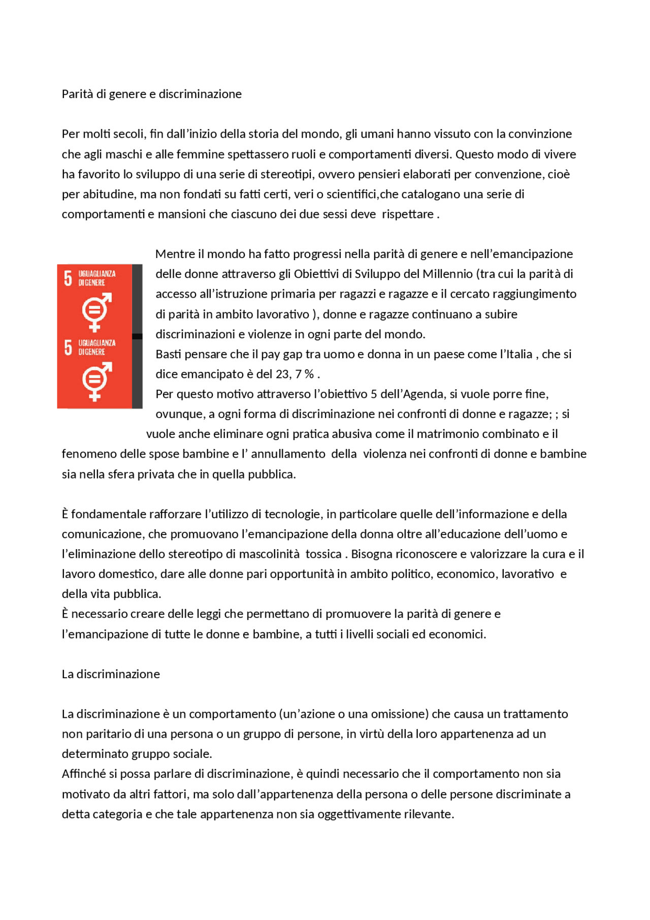 Differenze Di Genere Docsity