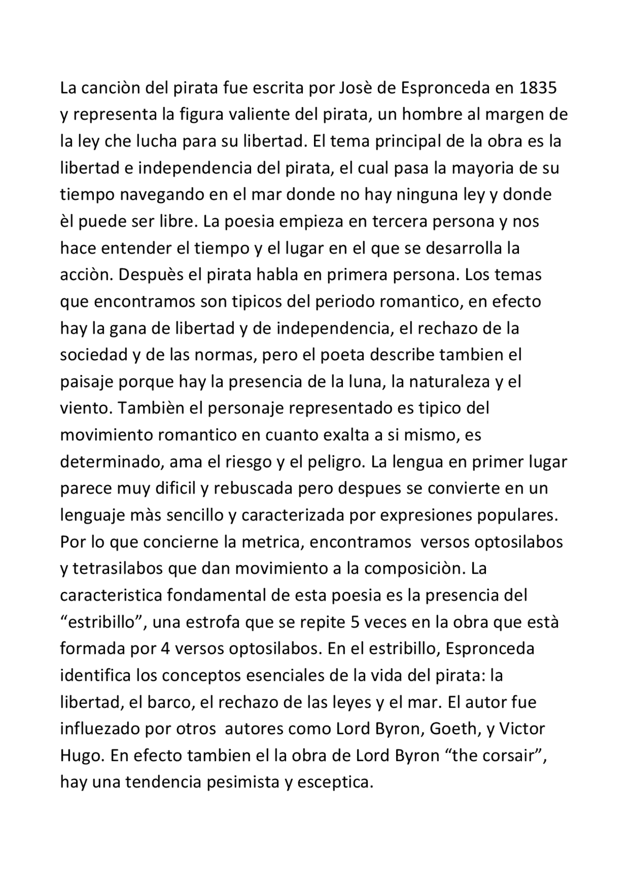 La Cancion Del Pirata Docsity