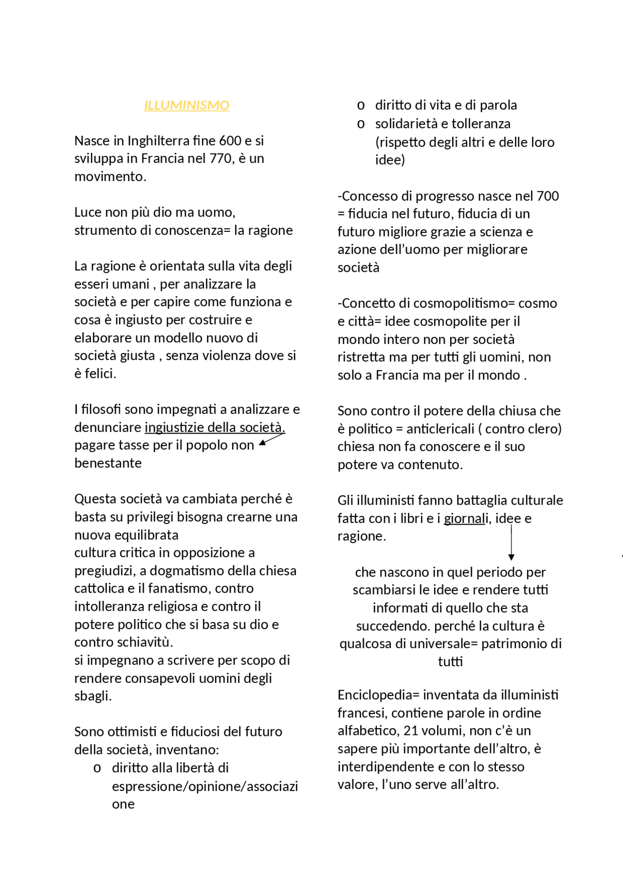 Riassunto Breve Su Illuminismo Docsity