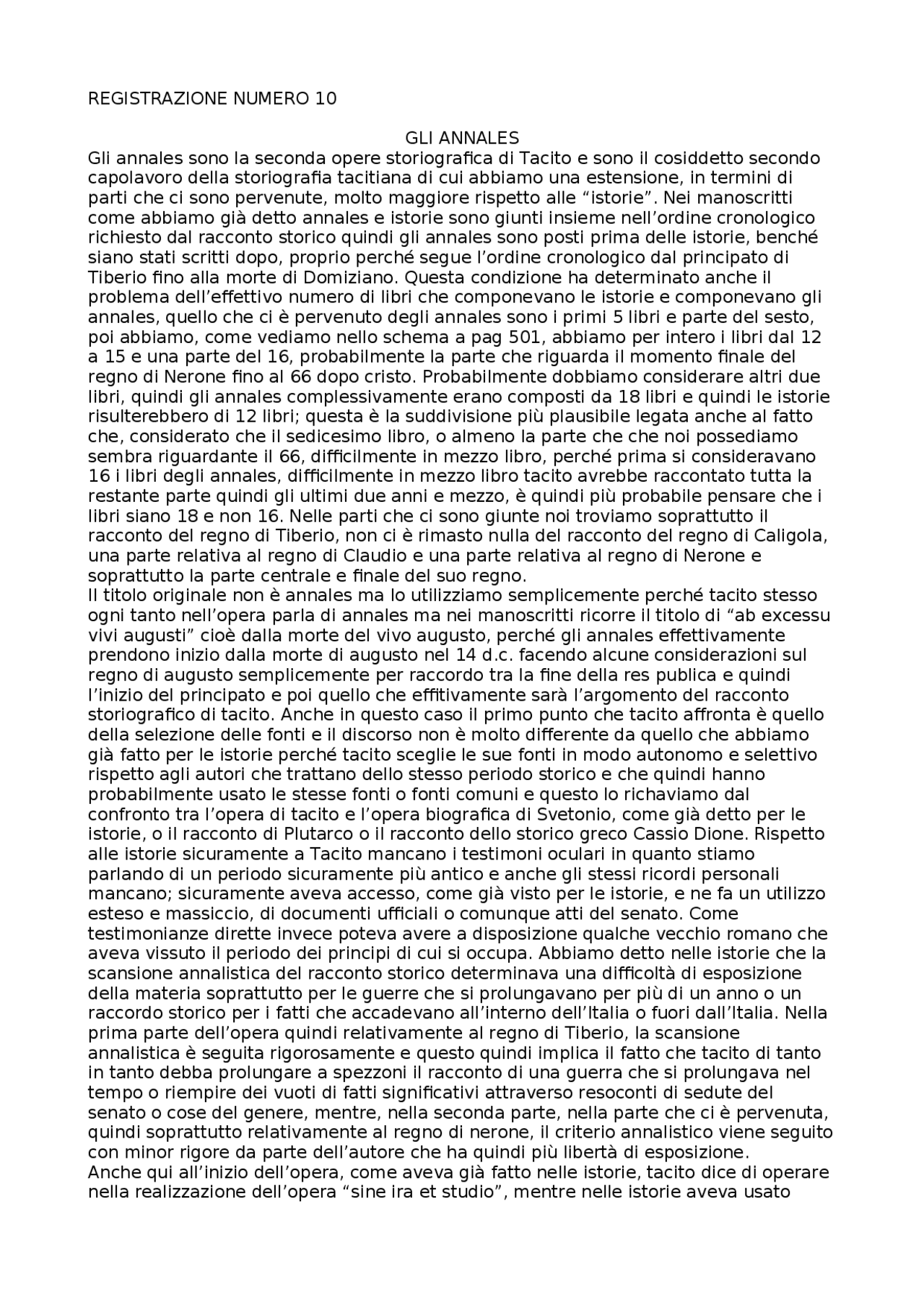 Appunti Tacito Liceo Classico Docsity