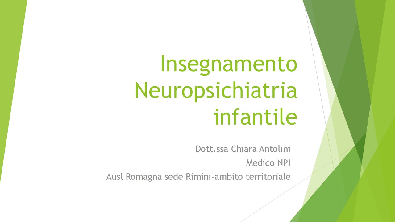 Neuropsichiatria Infantile Docsity