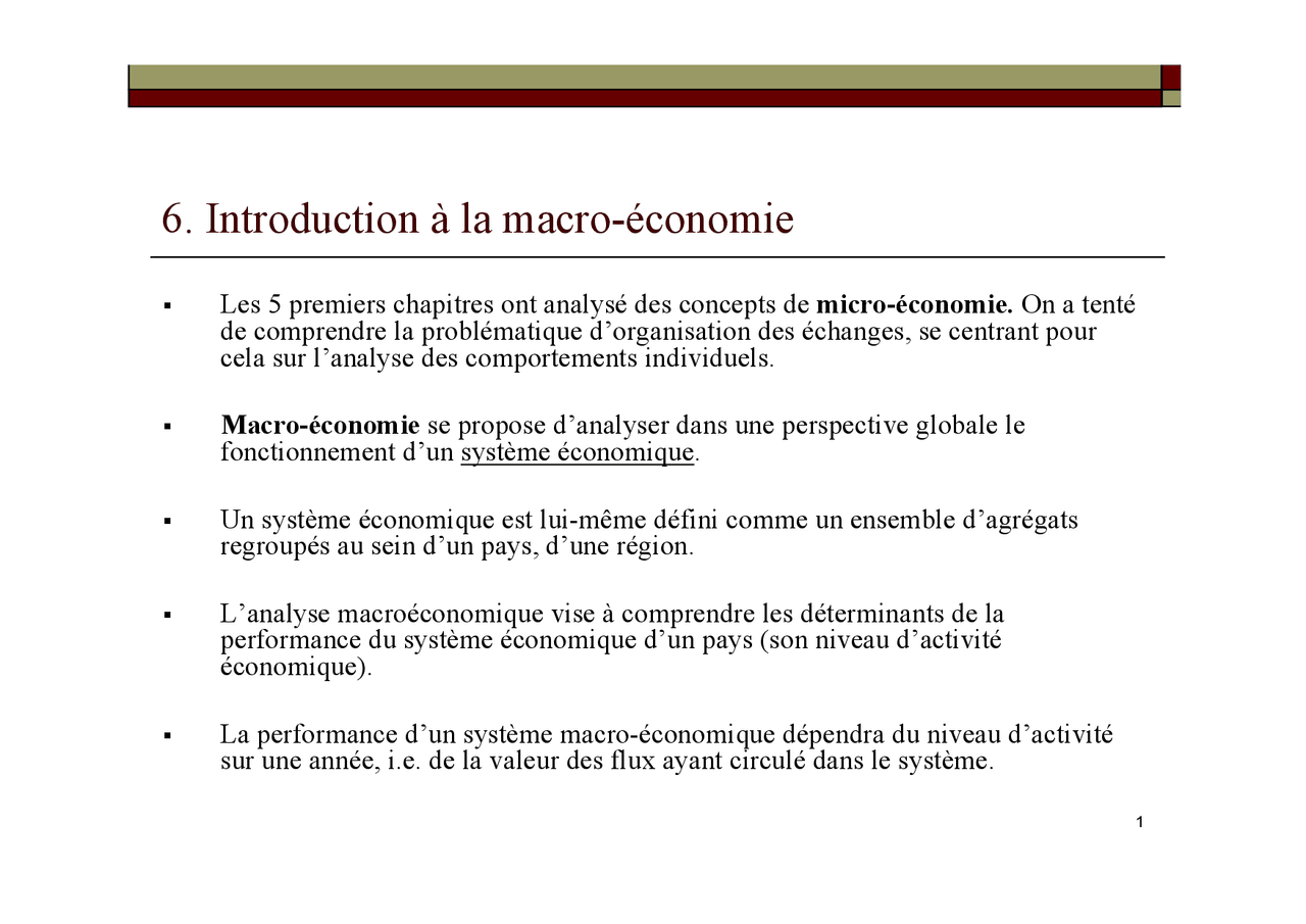 Material Economie Introduction à La Macro économie Docsity