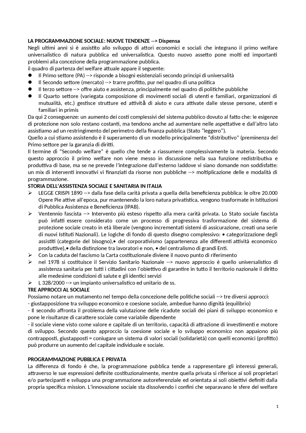 Merlo, G. "La programmazione sociale: nuove tendenze" dispensa 2021 - Docsity