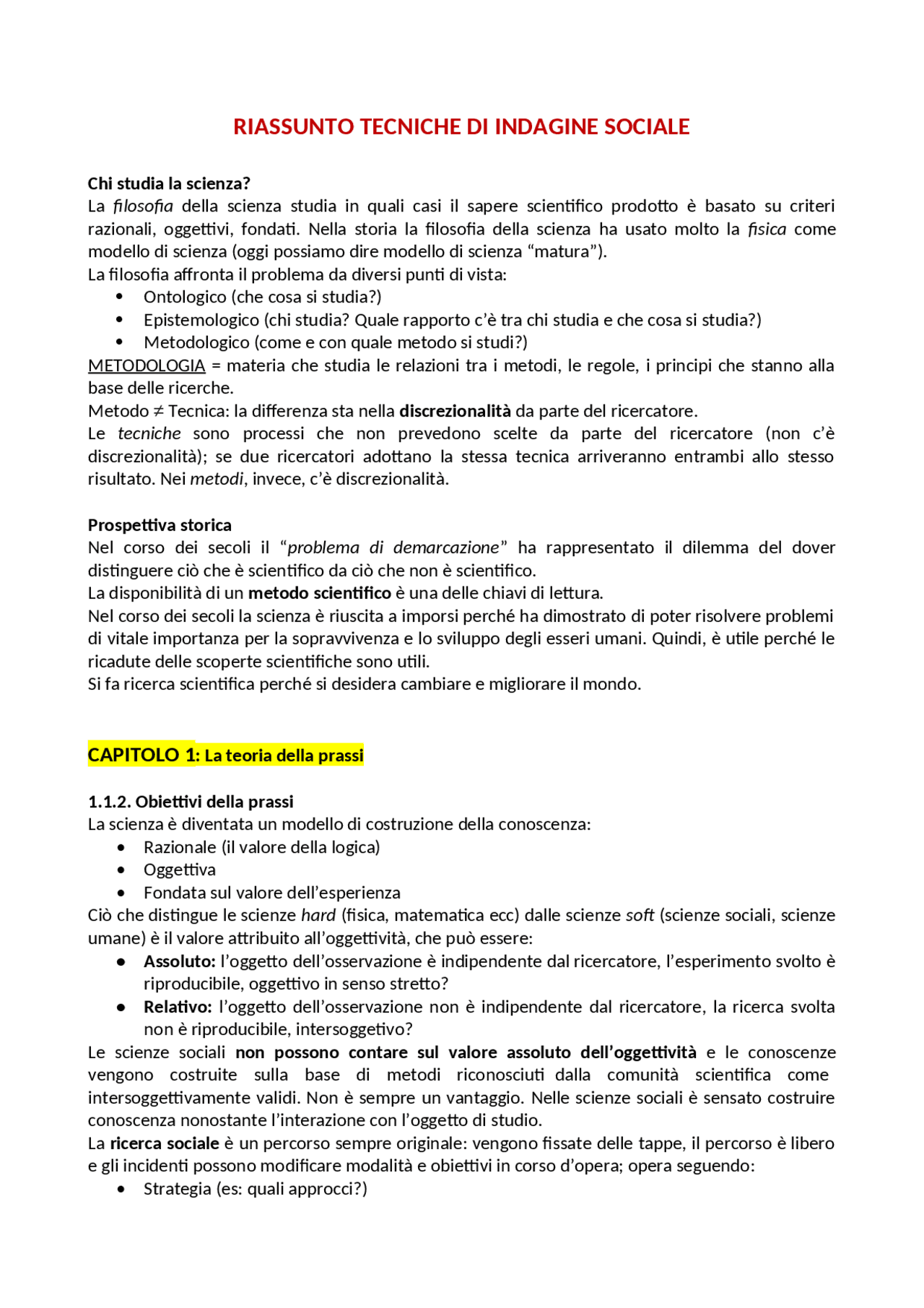 Riassunto Tecniche Di Indagine Sociale Docsity
