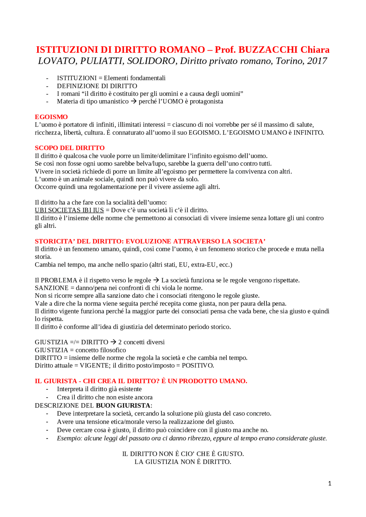 Istituzioni Di Diritto Romano 20202021 Prof Buzzacchi Unimib Docsity