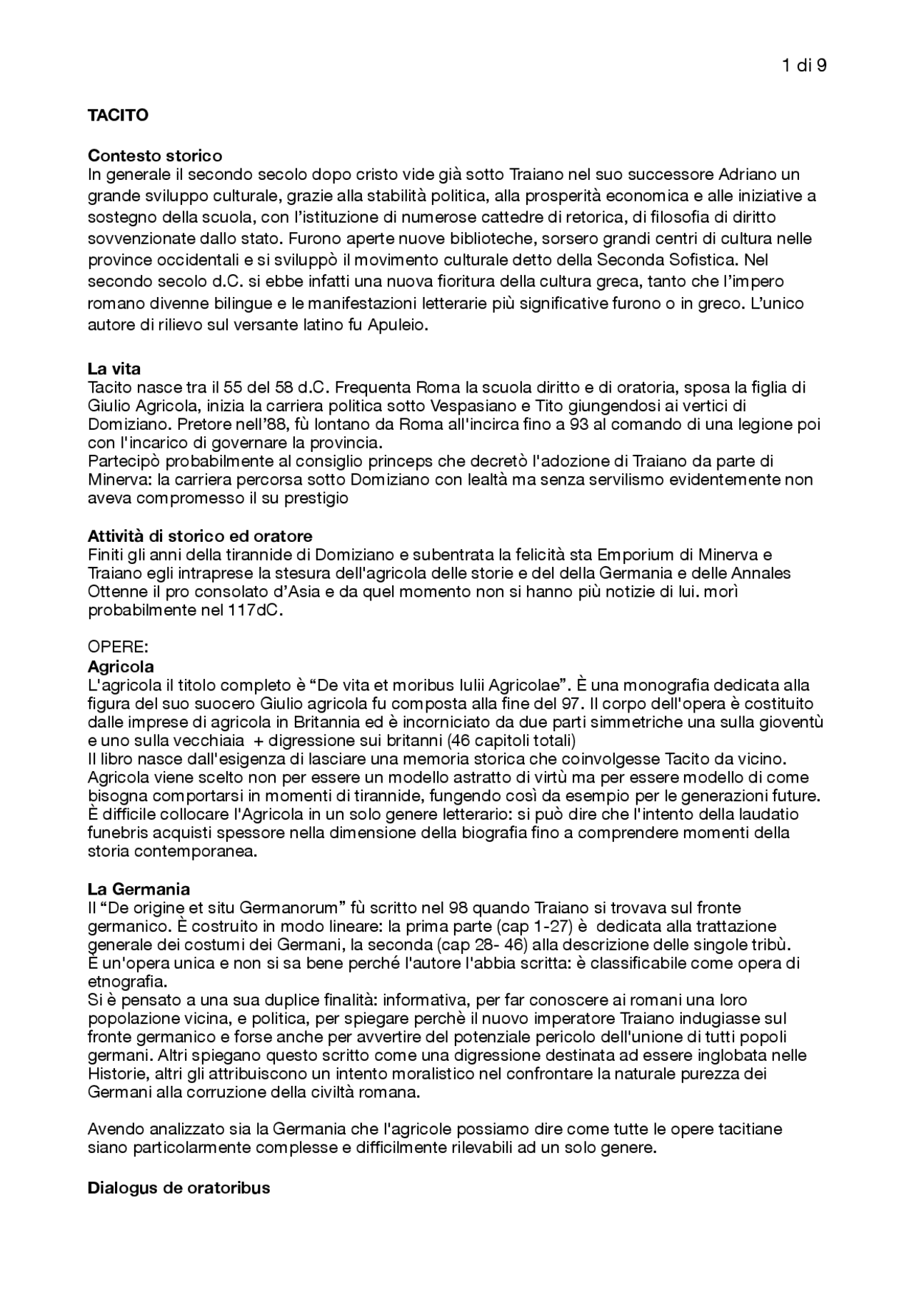 Tacito e Apuleio spiegazione - Docsity