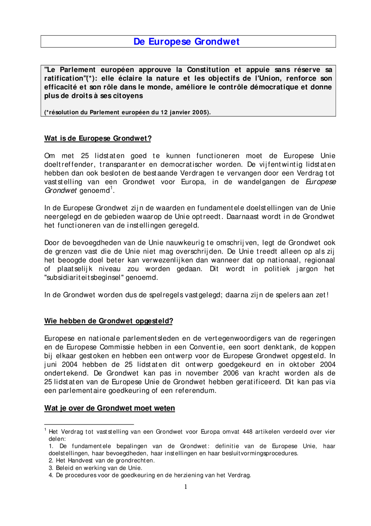 De Europese Grondwet: een overzicht - Docsity