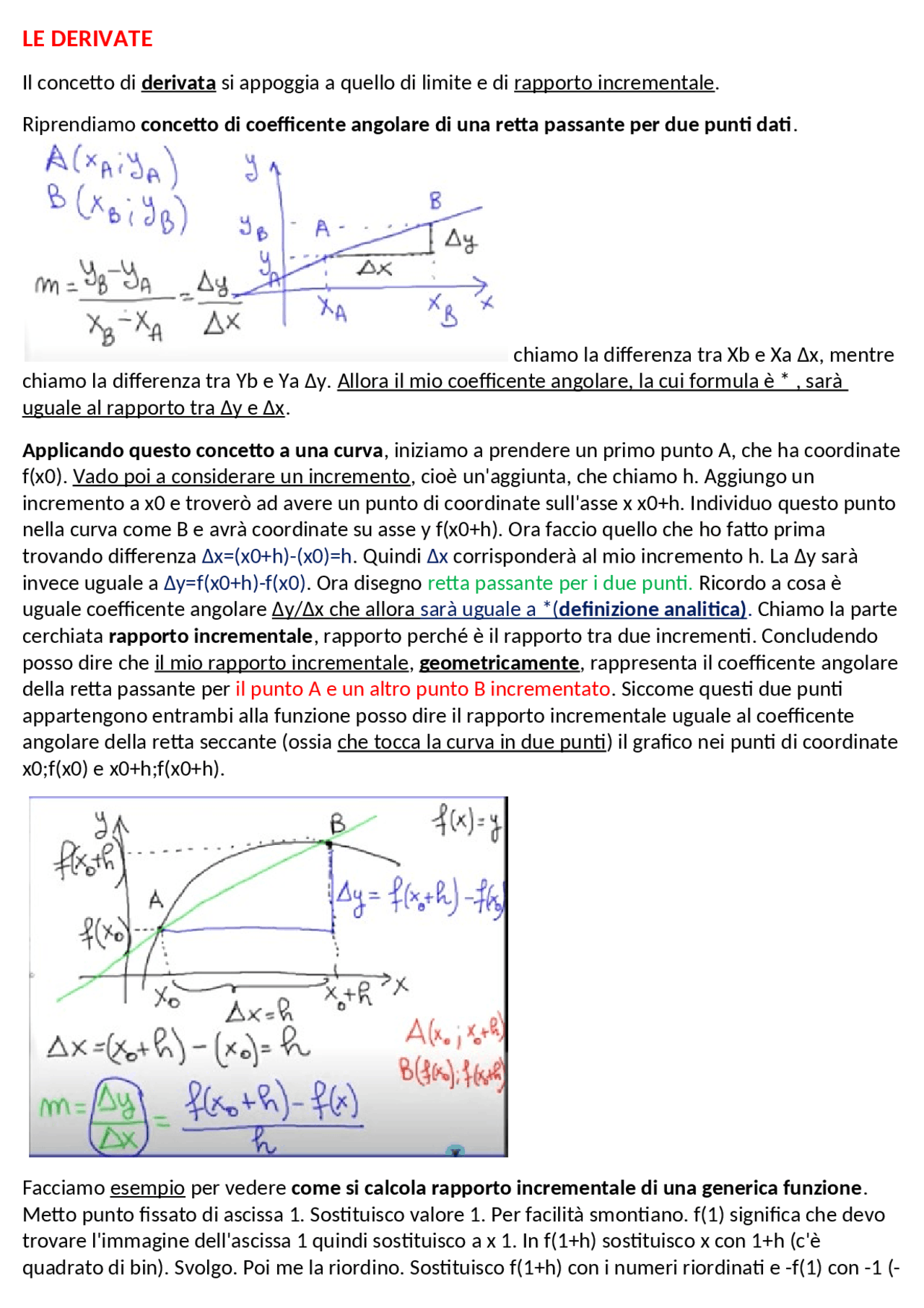 LE DERIVATE - teoria, esempi ed esercizi - Docsity