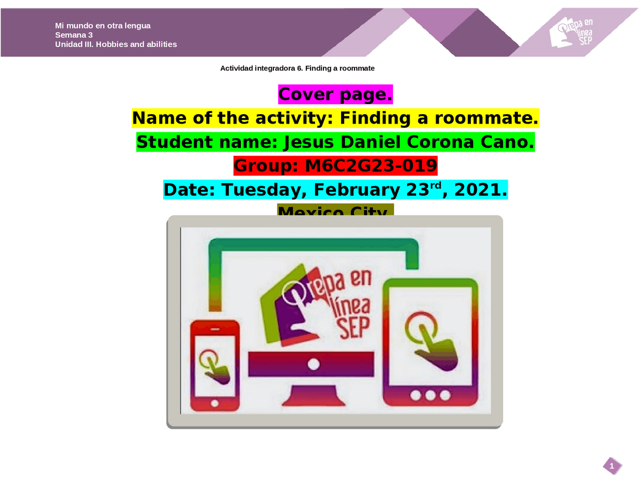 Actividad Integradora 6 Finding A Roommate Módulo 6 Guías