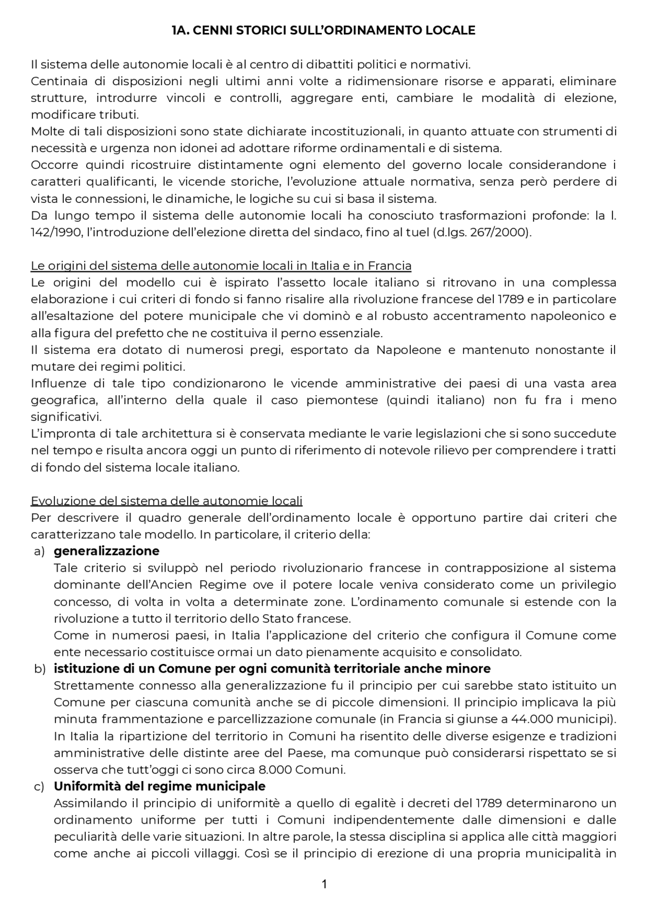 Diritto Delle Autonomie Locali Sbobinature Docsity