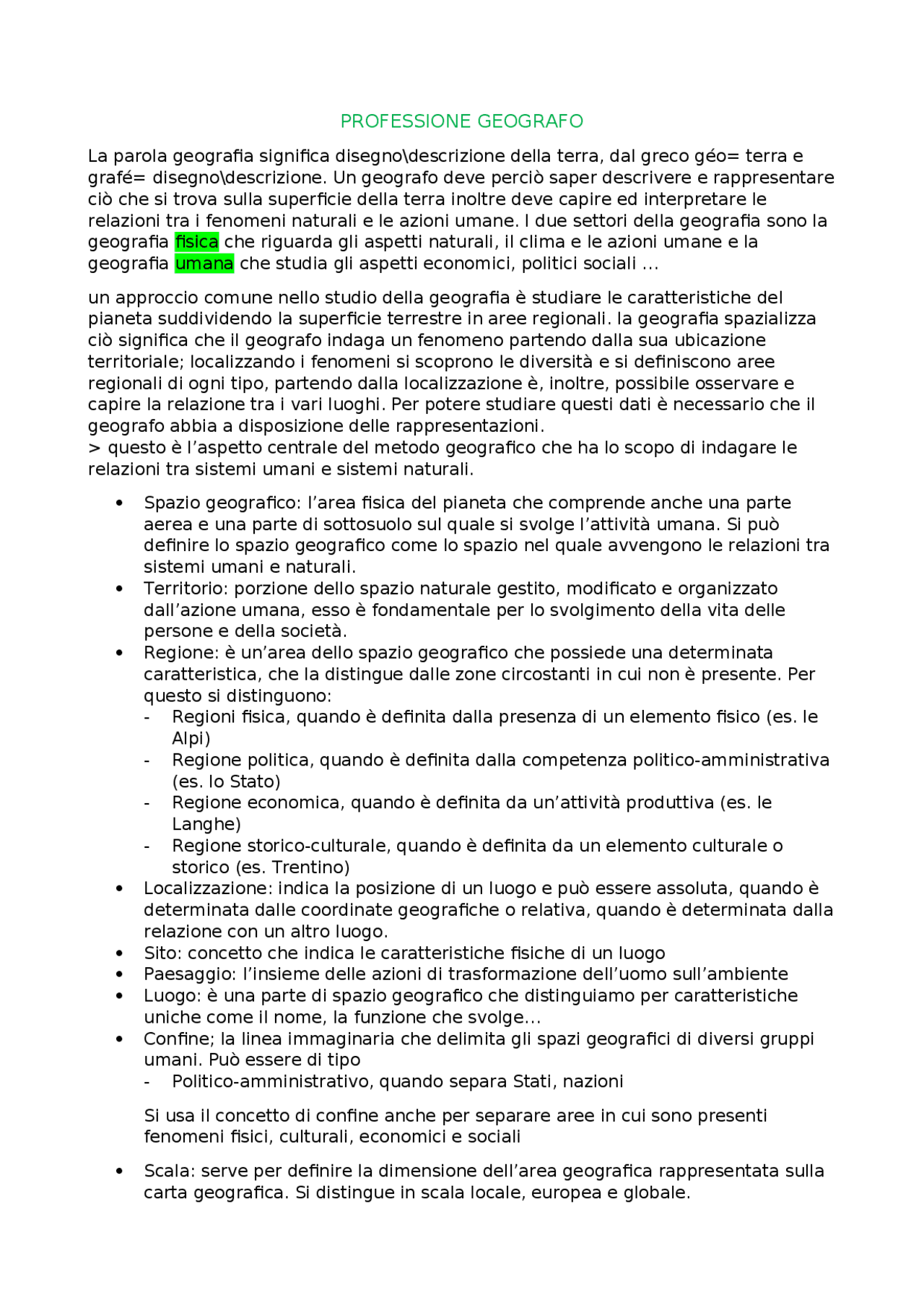 Professione Geografo Docsity