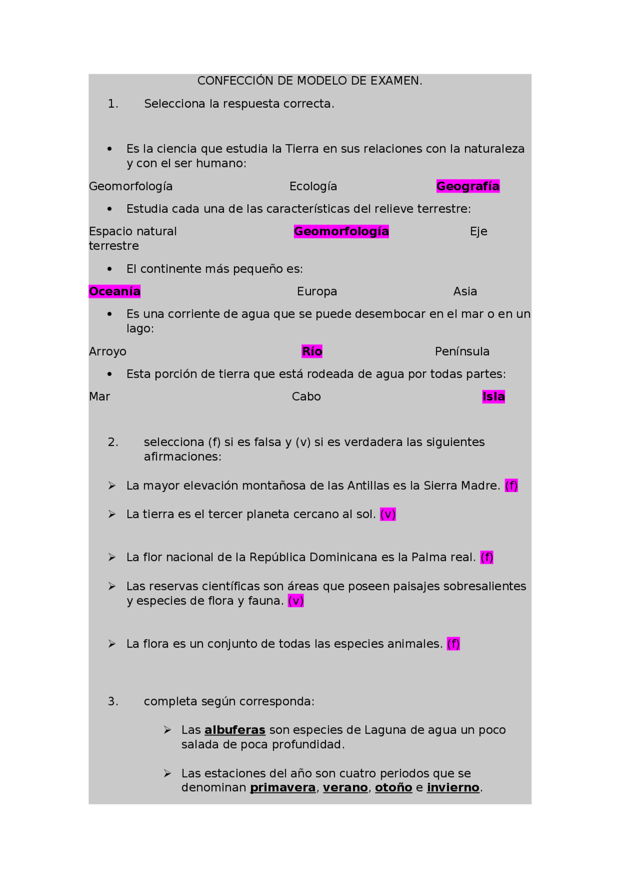 CONFECCIÓN DE MODELO DE EXAMEN. - Docsity