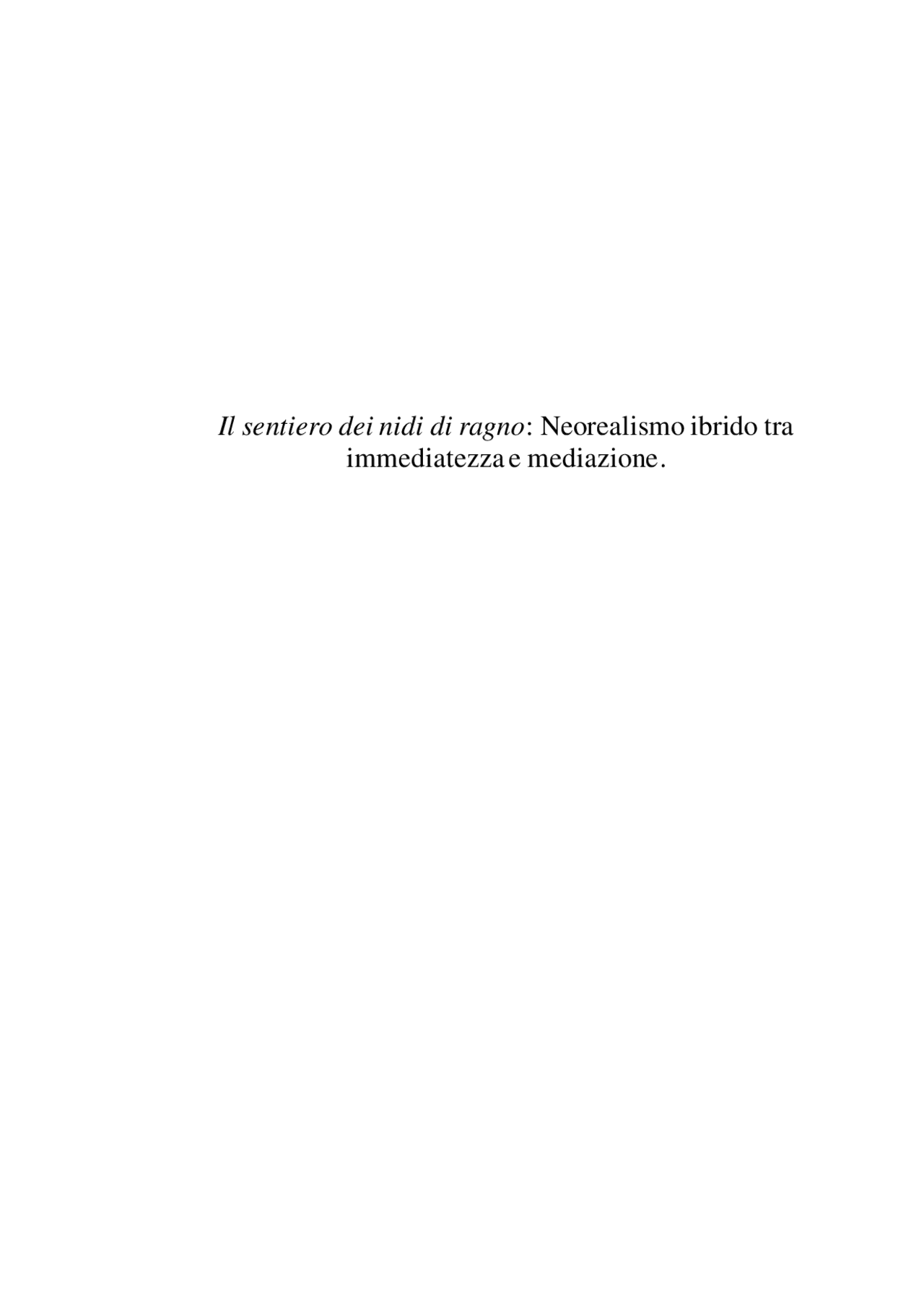 Il Sentiero Dei Nidi Di Ragno Docsity