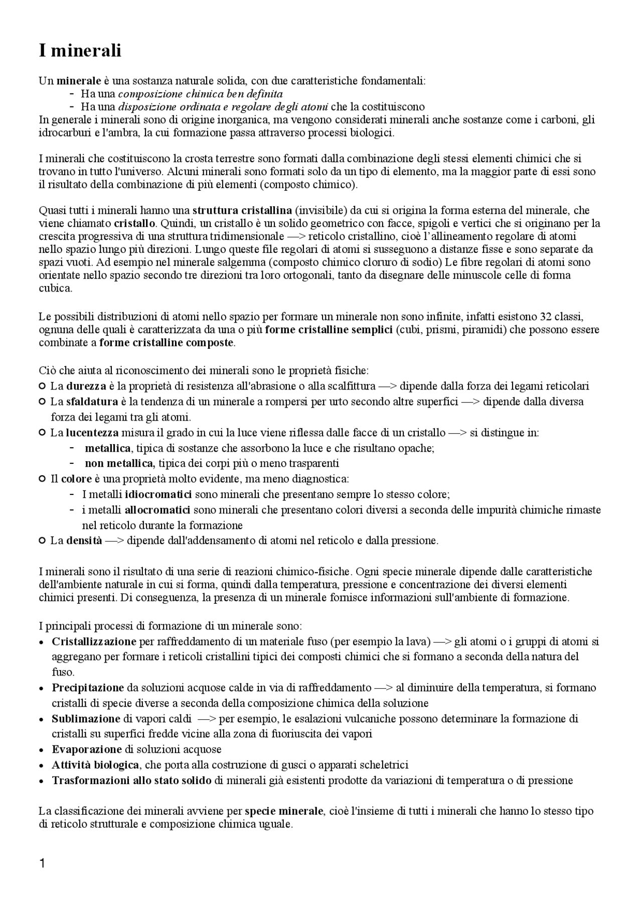I Minerali E Le Rocce Docsity