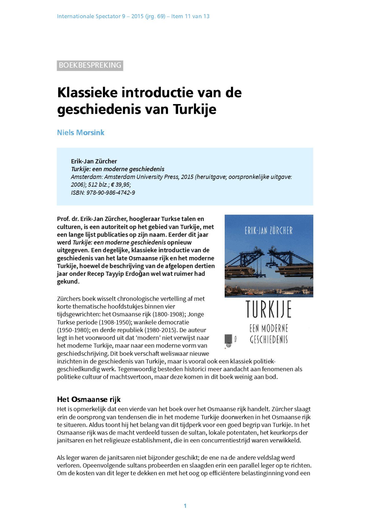 Boekbespreking: Klassieke introductie van de geschiedenis van Turkije ...