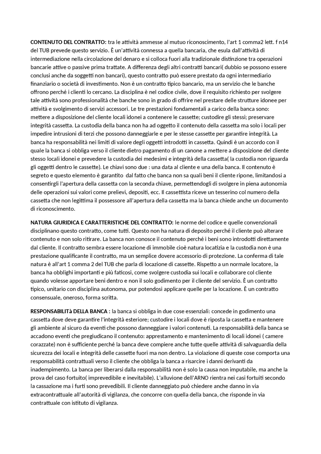 Il Servizio Delle Cassette Di Sicurezza Docsity
