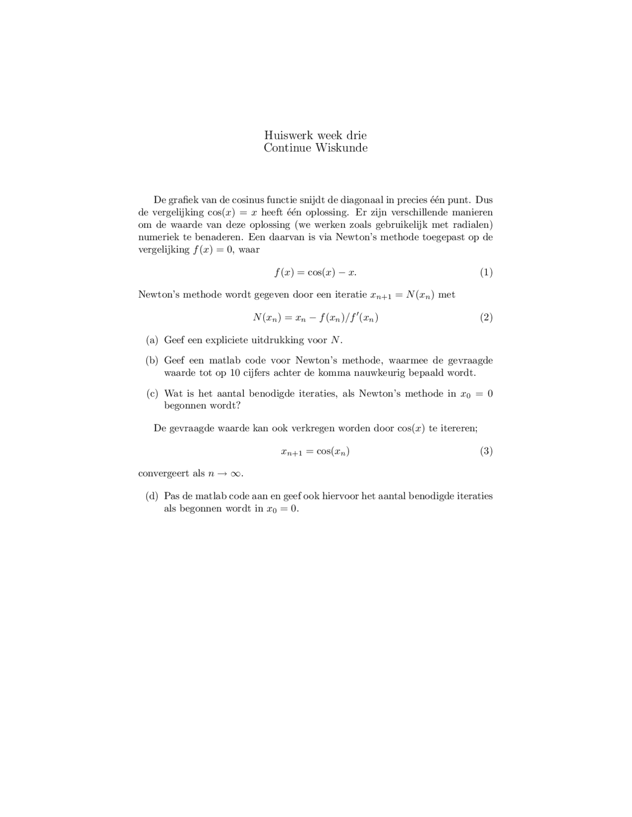 Huiswerk Continue Wiskunde Docsity