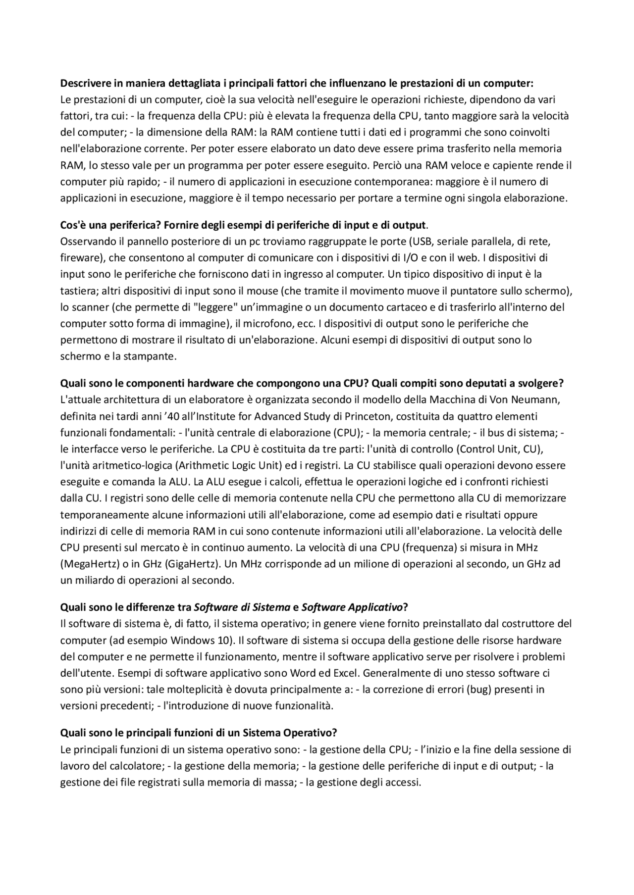 Domande Aperte Abilità Informatiche Prof Botteri Docsity