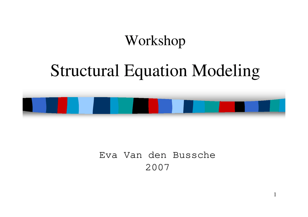 Workshop Wiskunde Structural Equation Modeling Slides Statistiques