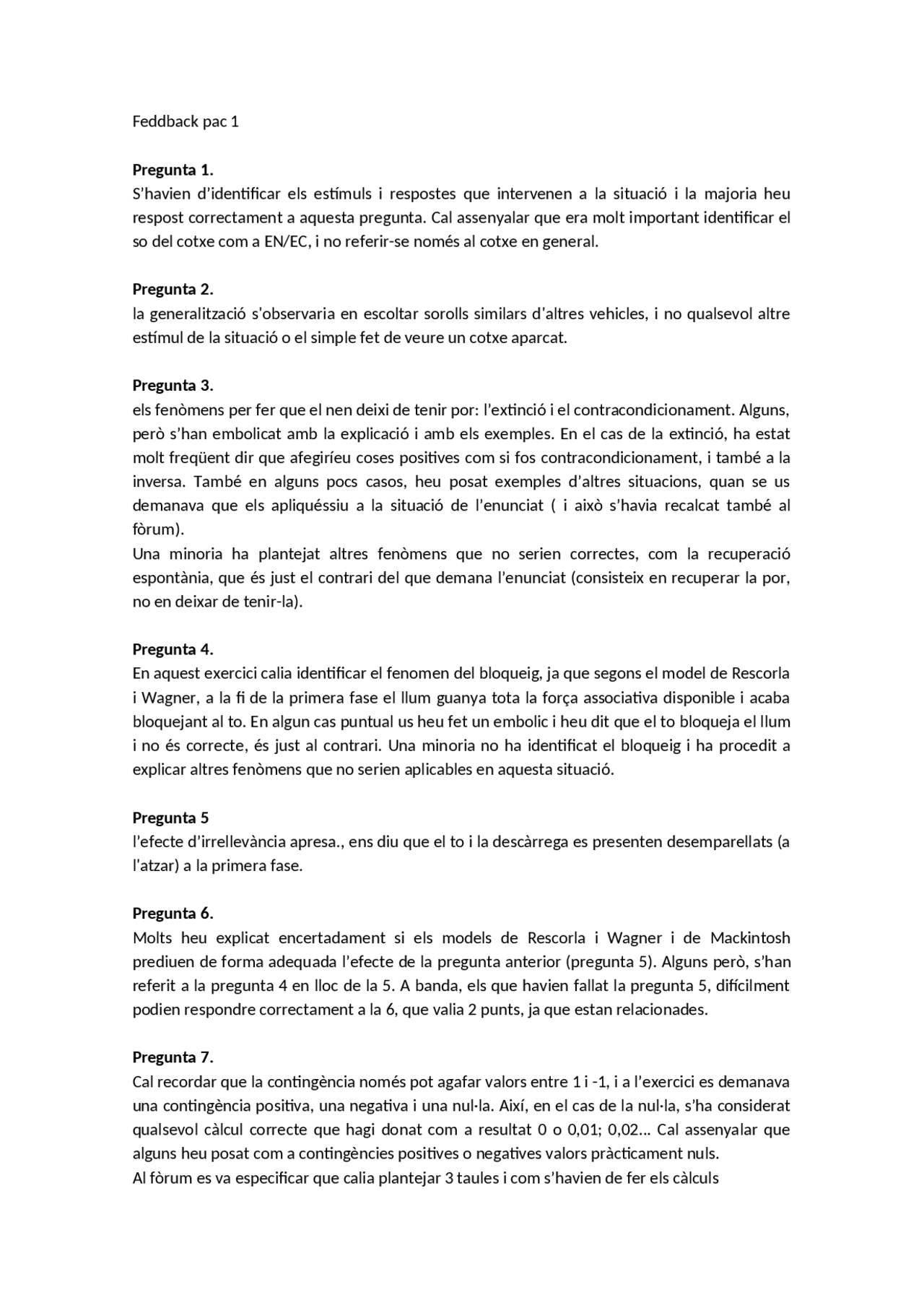 Feddback pac 1 psicologia del aprendizaje - Docsity