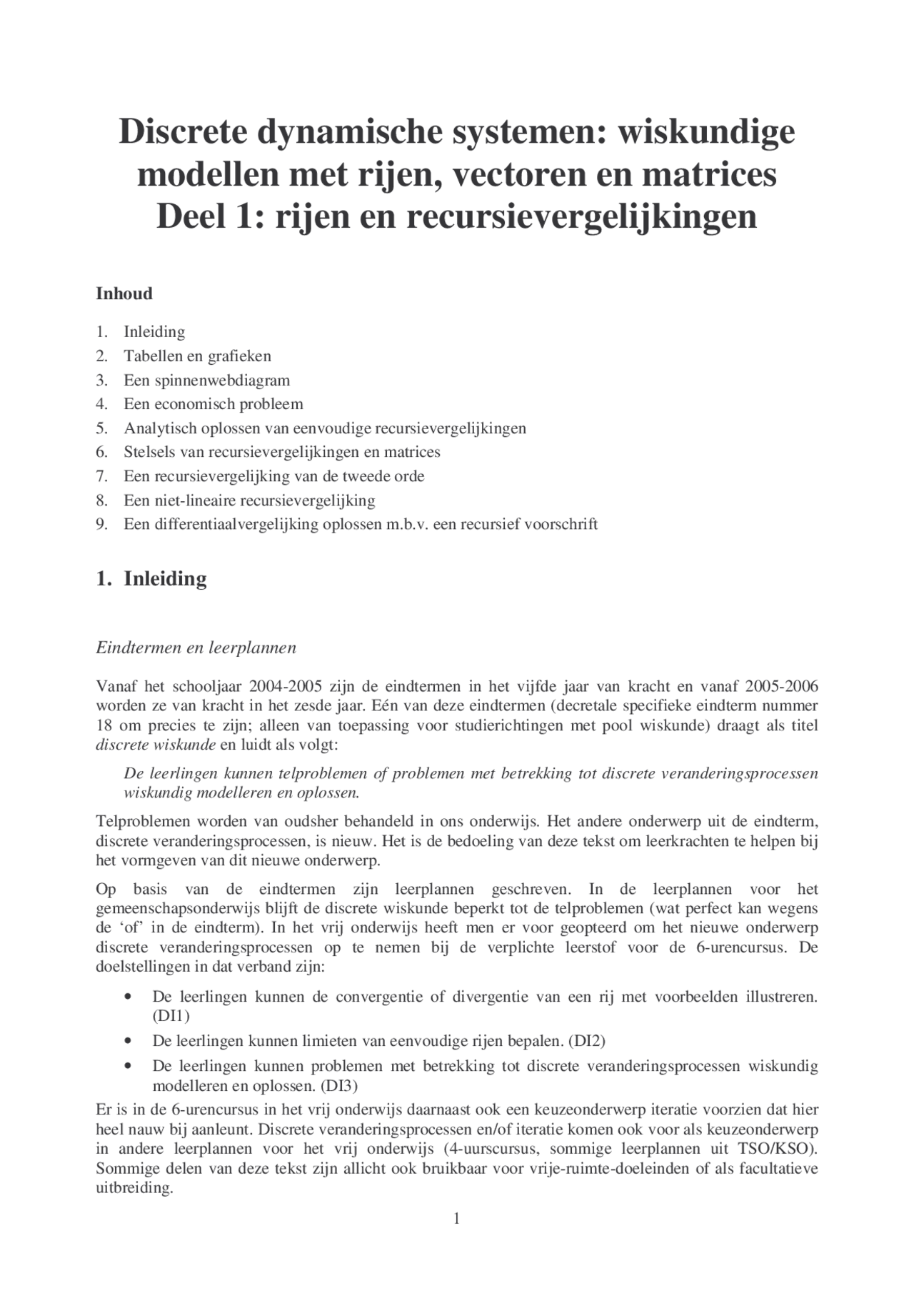 Handleiding Wiskunde: Discrete dynamische systemen, wiskundige modellen ...